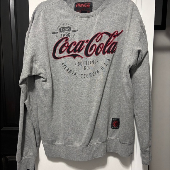 Coca Cola | Tops | Coca Cola Gray Sweatshirt With Red Logo | Poshmark